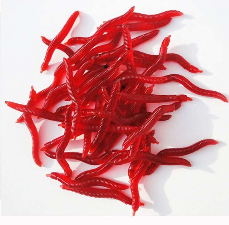 Buy Hotop Worm Carp Fish Bait Lure 50Pcs/Set Soft Fake Fishing Lure 4cm ...