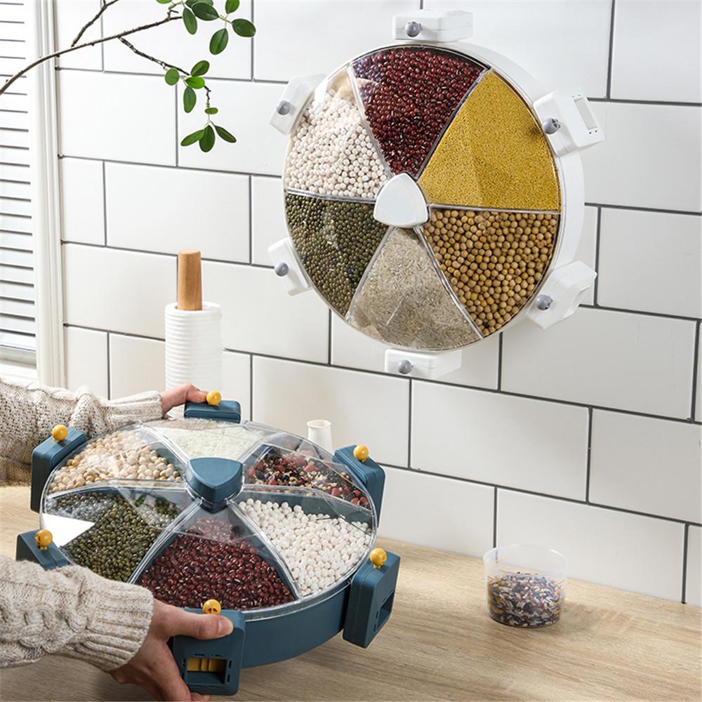 Buy 360 ° Rotatable 8500ML Kitchen Storage Box Rice Sealed Box 6-in-1 ...