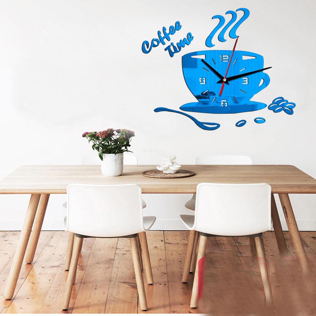 Buy 3D DIY Coffee Cup Wall Clock Watch Clocks Mirror for Office Decor ...