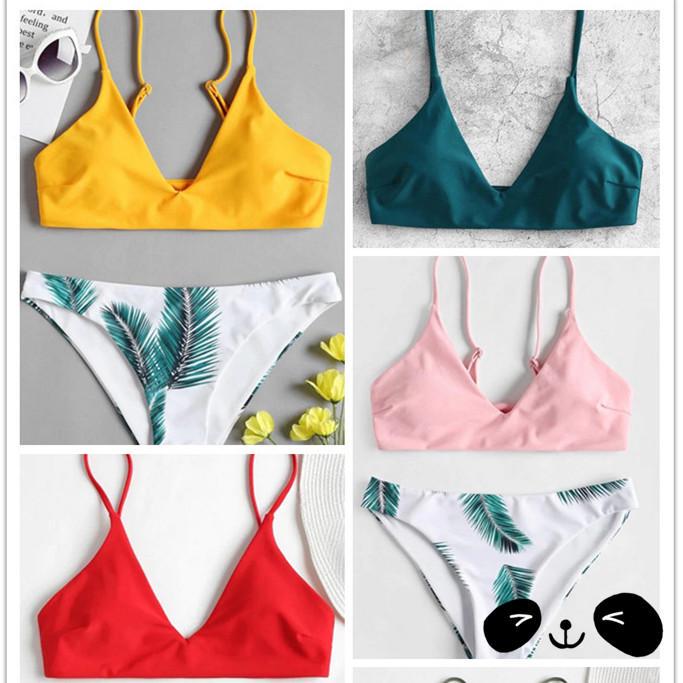 Buy Women Print Push-Up Padded Bra Beach Bikini Set Swimsuit Beachwear ...