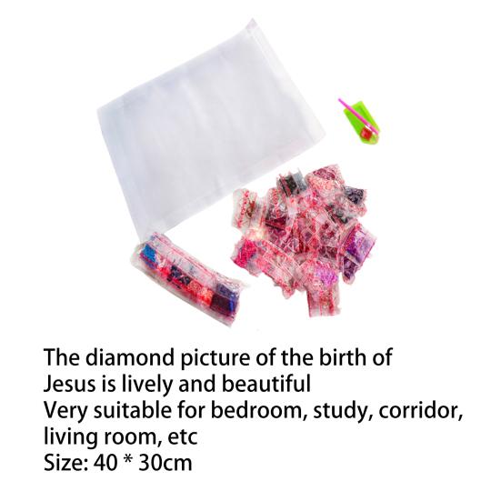 Buy 30x40cm Religion Amiibo Jesus Nativity Cross Stitch Full DIY Round ...