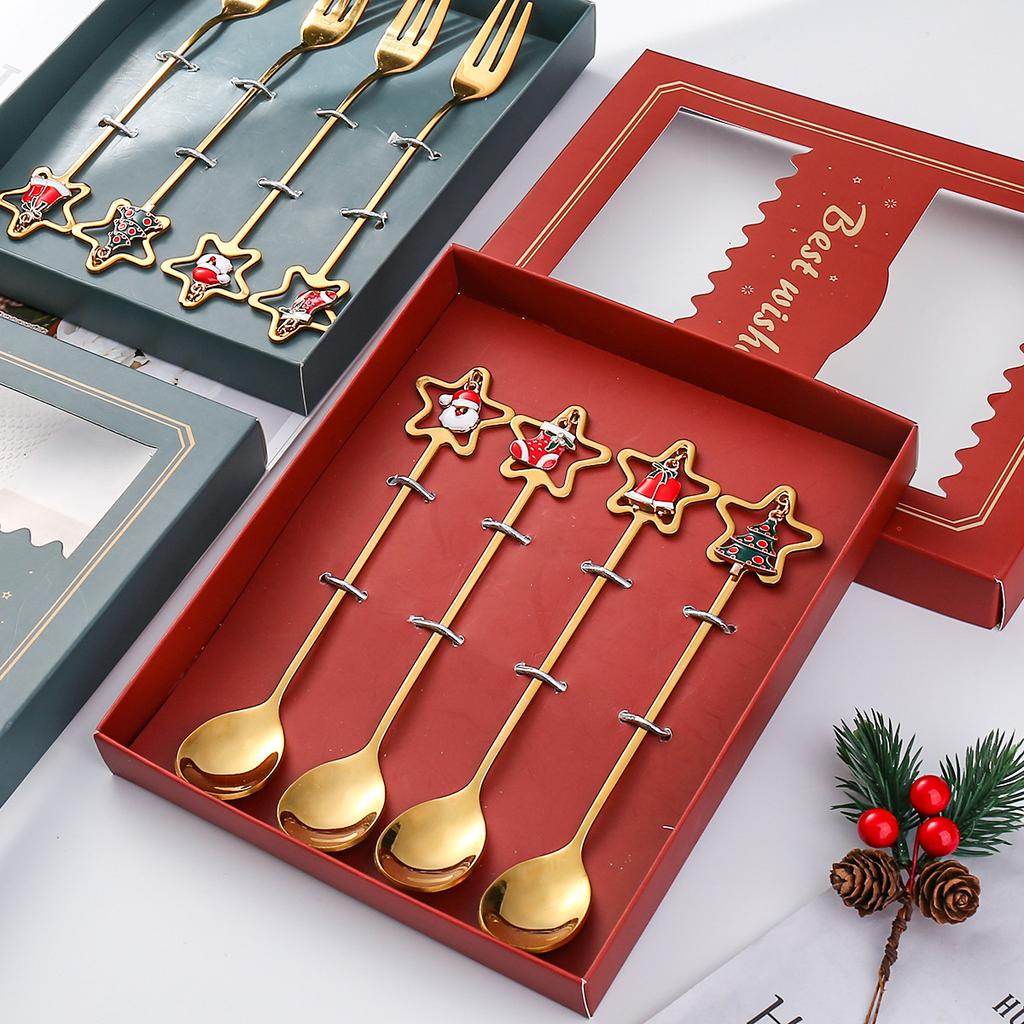 Buy Christmas Flatware Sets with Gift Box,Cutlery Lunch Tableware,4/6 ...