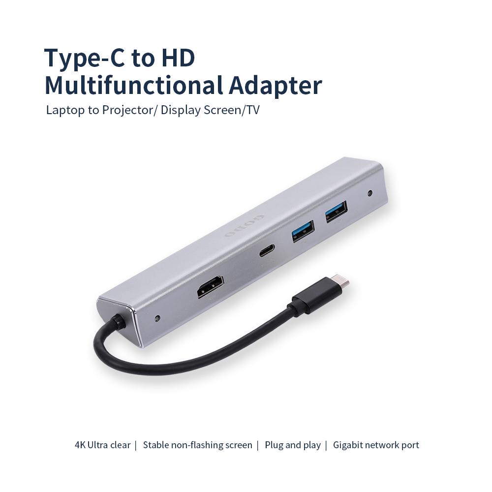 4-In-1 Multifunctional Type-C Adapter Type-C To 4k*2k Hd Port 2 Usb 3.0 ...