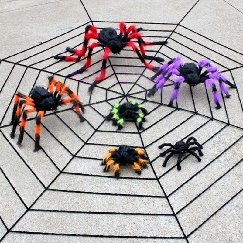 Buy Plush Soft Toy Colorful Plush Spider Red Eye Halloween Decoration ...
