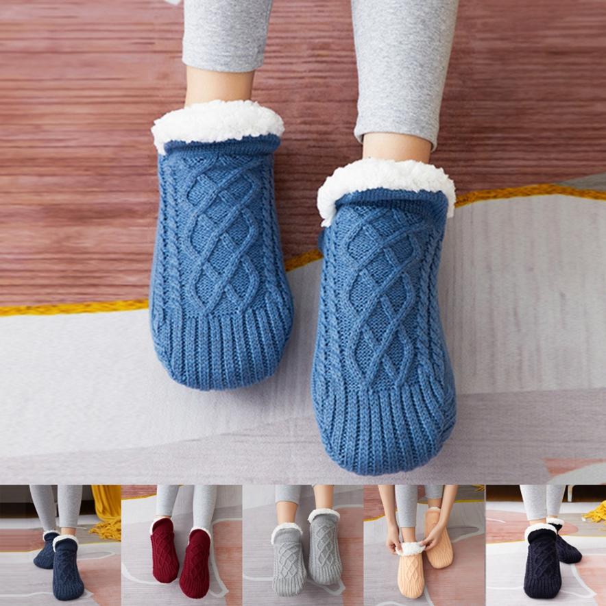 Buy Female Adult Floor Socks Plus Velvet Thickening Glue Warm Indoor ...