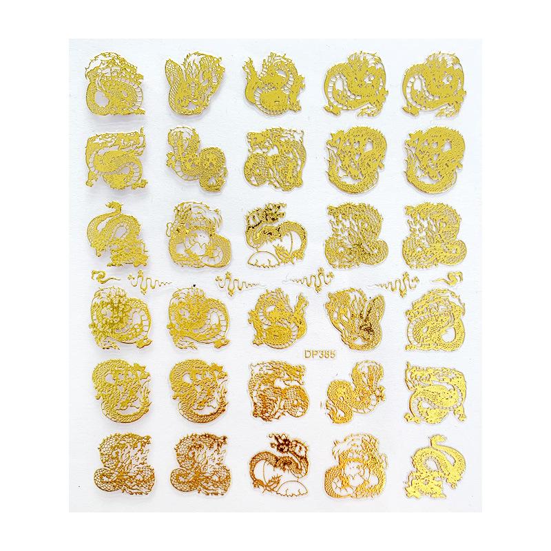 Cheap 3D Gold Dragon Nail Stickers Chinese Style New Year Nail Art ...