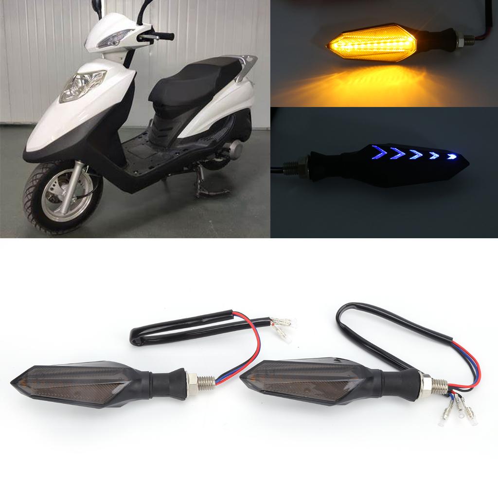 Buy 2pcs Motorcycle LED Turn Signal Lamp 12‑15V Amber Blue Light Color ...