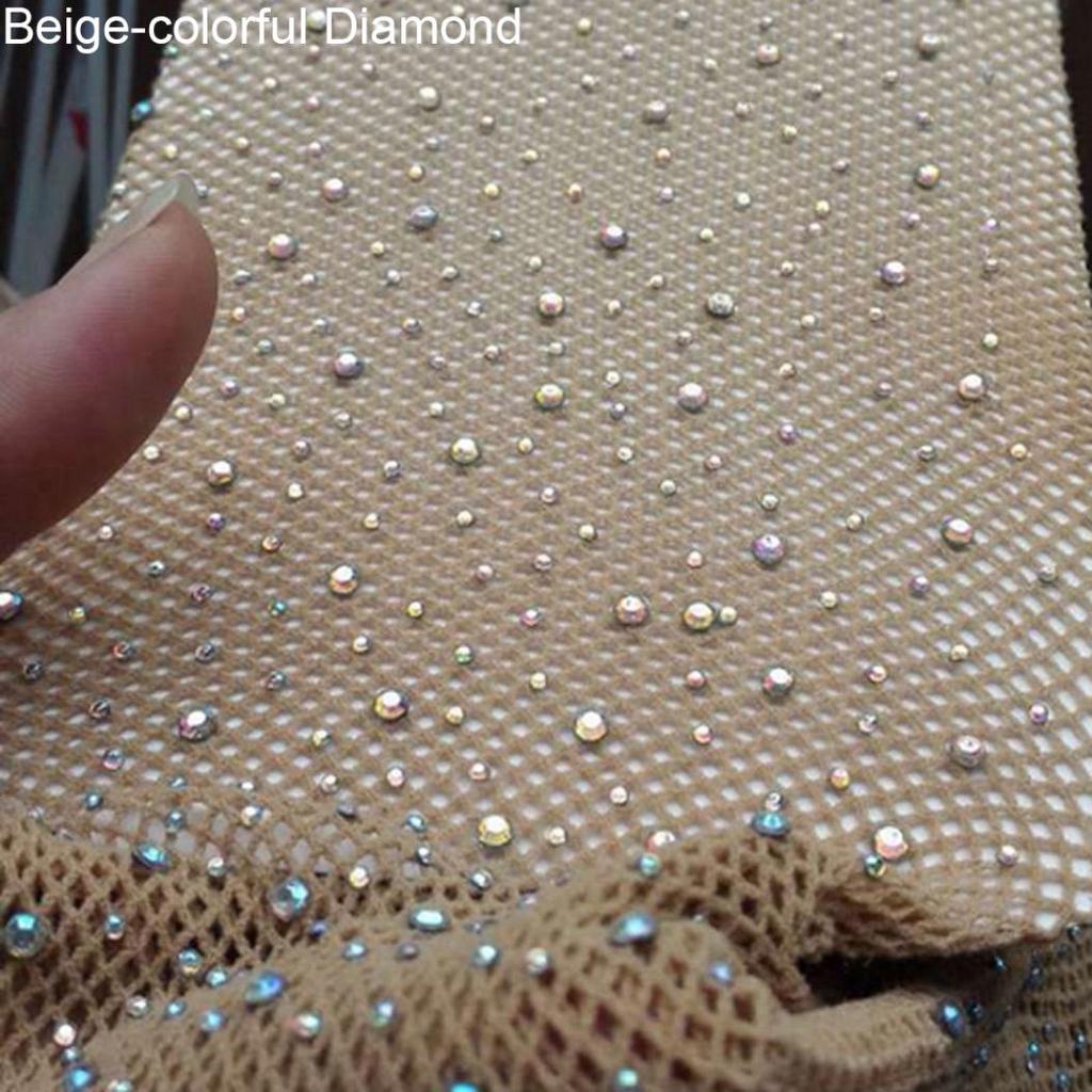 Buy Women Sexy Rhinestone Decor Fishnet Elastic Stockings Fish Net ...