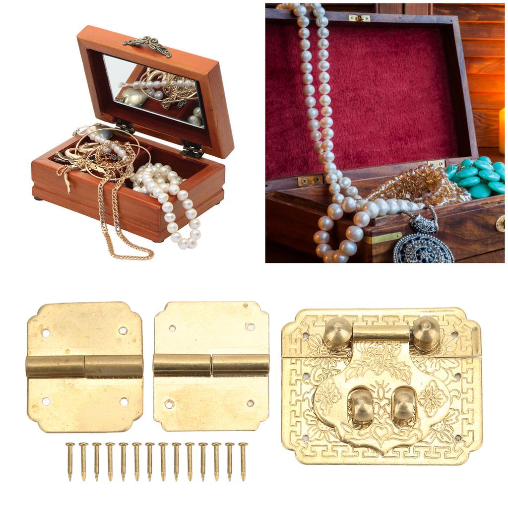Buy Box Lock Buckle Hinges Set Durable Rustproof Brass Corrosion ...