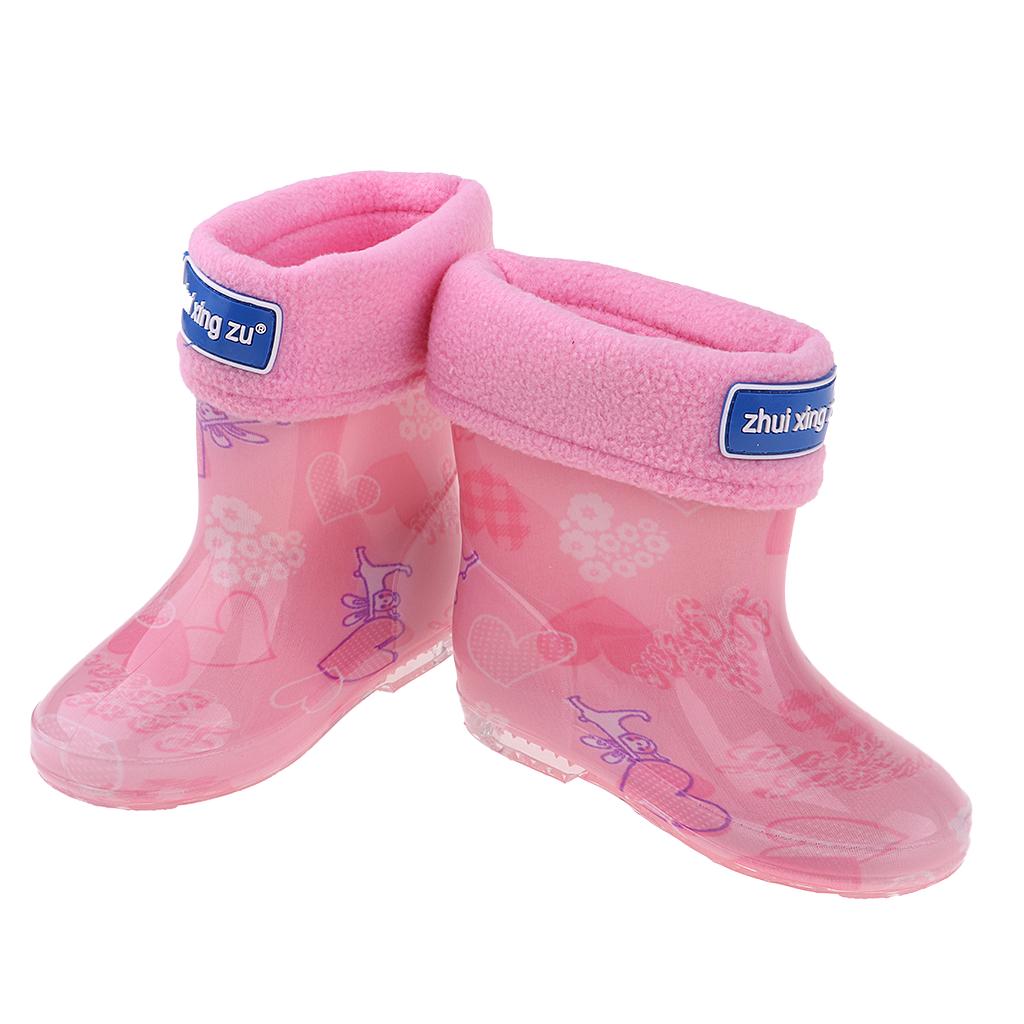 Buy Waterproof Shoes Baby Rain Boots Kids Pink Inner Length 14cm at ...