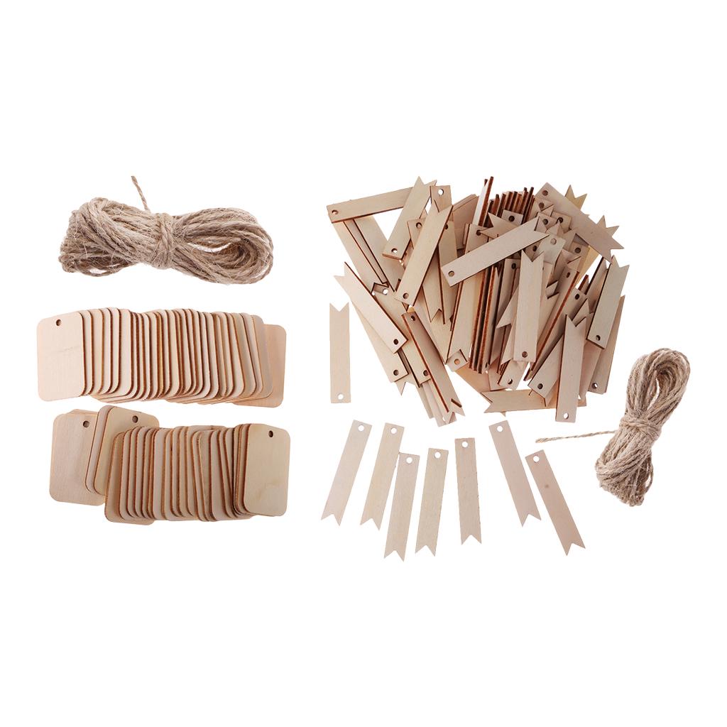 Buy 150 Pieces Mixed Shapes Wooden Label Unfinished Blank Wood Gift ...