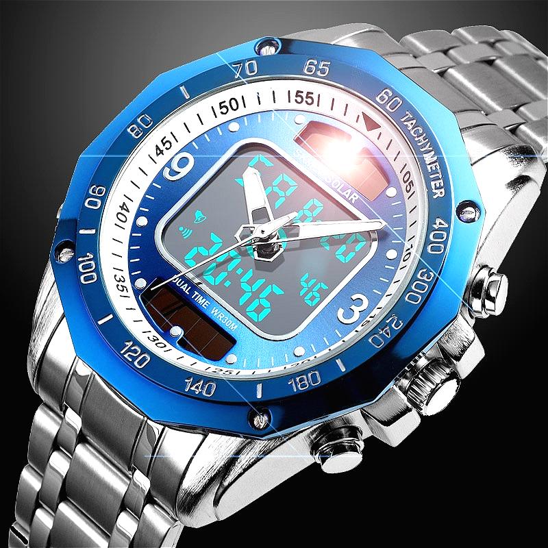 Buy Dual Solar Quartz Watch Lithium Battery Waterproof Analog Digital ...