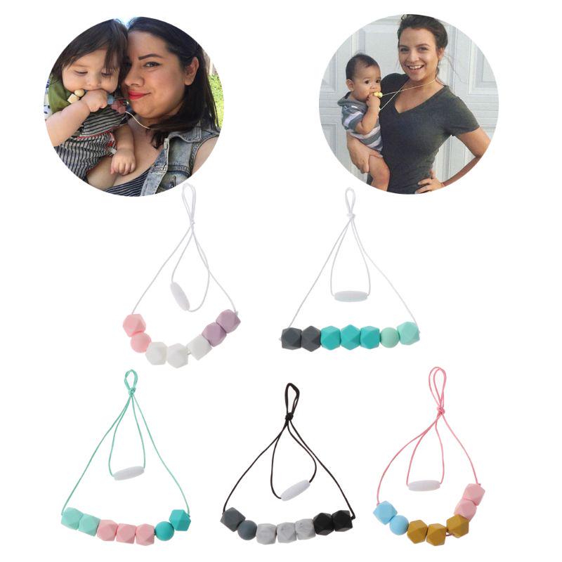 Buy Baby Teething Necklace Safty Silicone Beads Nursing Necklace For ...