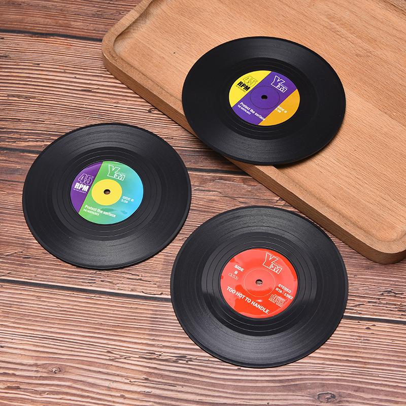 Buy 2/4/6Pcs Retro Cd Record Round Anti-Slip Heat Resistant Coasters ...
