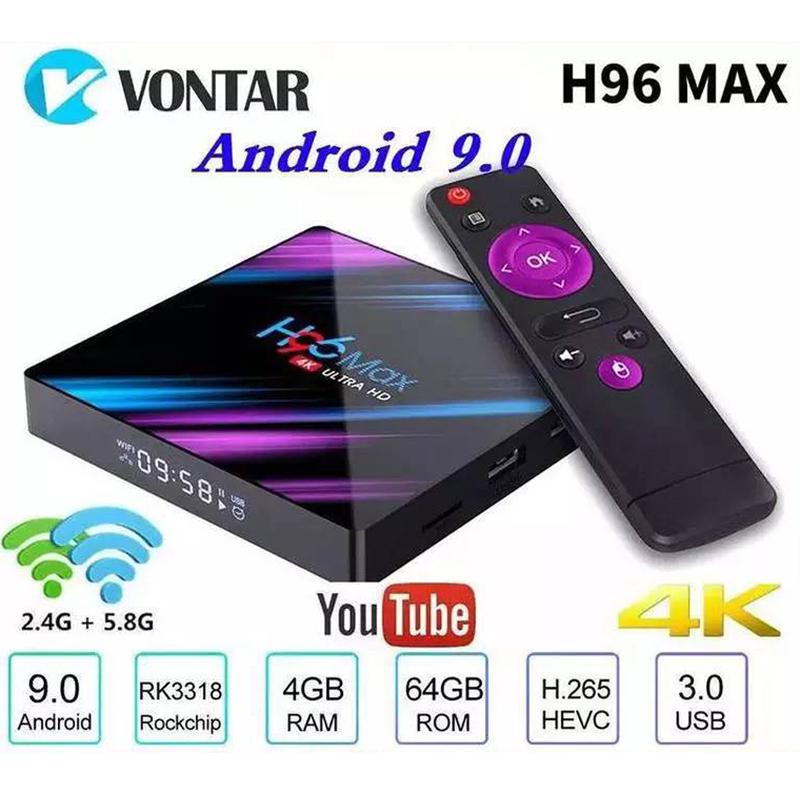 Buy H96 Max 3318 TV Box 2G 16G Android 9.0 WiFi RK3318 Quad Core 4K Set ...