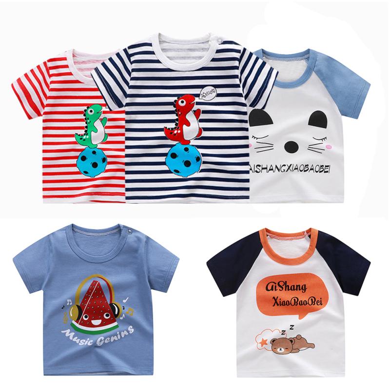 Buy Children Cartoon Pattern Short Sleeve T-shirt Boys Girls Soft ...