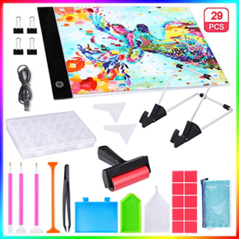 DIY Diamond Painting Tools Diamond Storage Box Bags Dimmable A4 LED ...