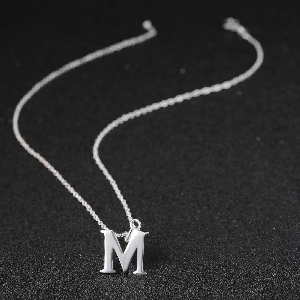 Buy Simple Elegant Letter M Pendant Necklace With Silver Plated Fashion ...