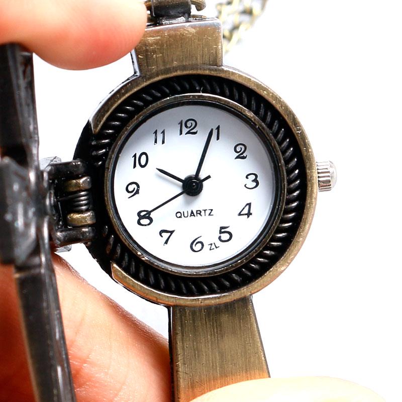 Buy Vintage Antique Bronze Cross Quartz Pocket Watch Necklace Pendant ...