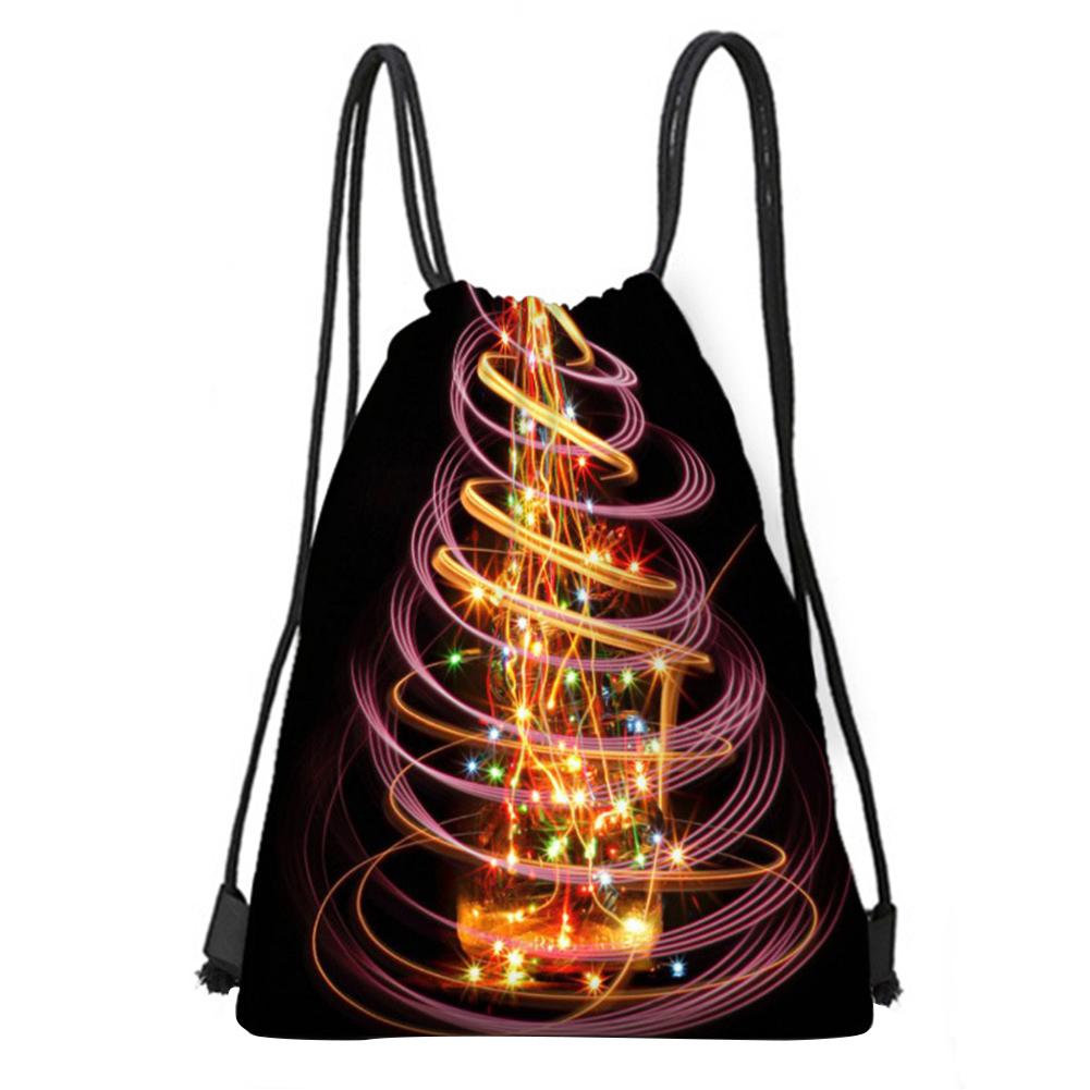 Buy Drawstring Backpack, Glowing Christmas Tree Polyester Sackpack ...