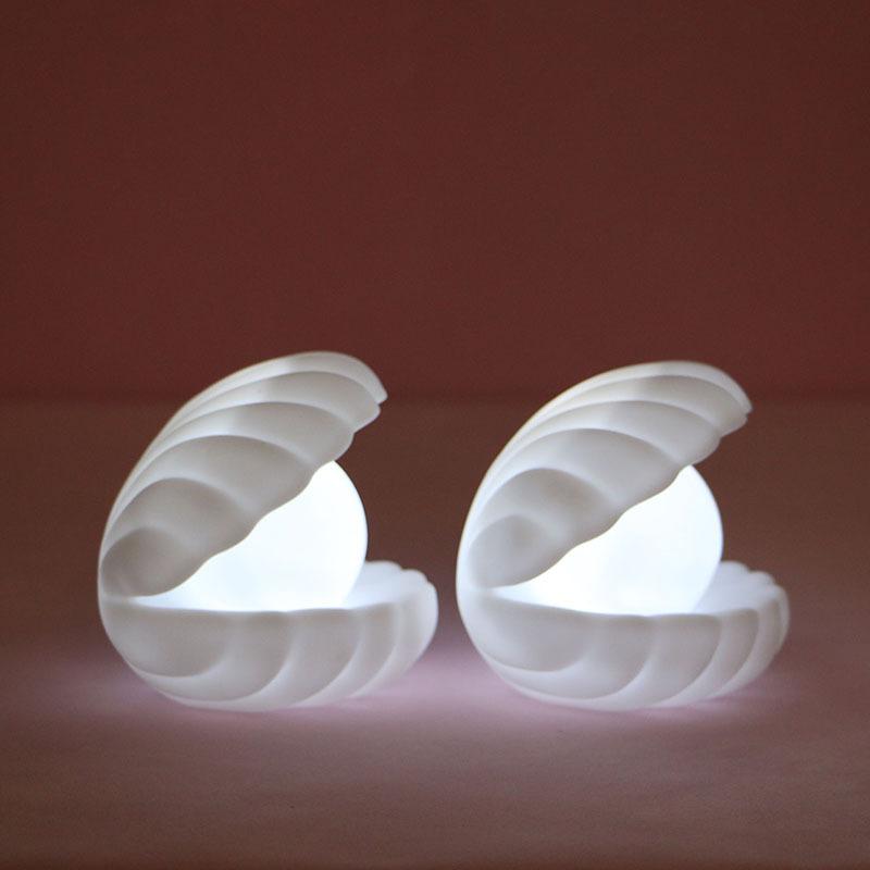 Buy Ceramic Shell Pearl Lamp Bedroom Decor Night Light Streamer Fairy ...