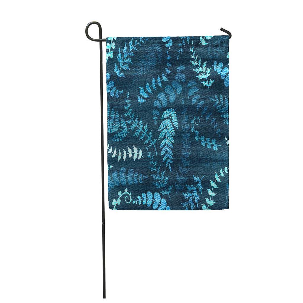 Buy Abstract Denim Floral Jeans Doodle Leaves Blue Canvas Garden Flag ...