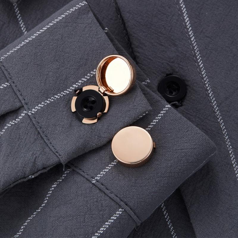 Buy 1 Pair Round Cuff Button Cover Cuff Links For Formal Shirt Men'S ...