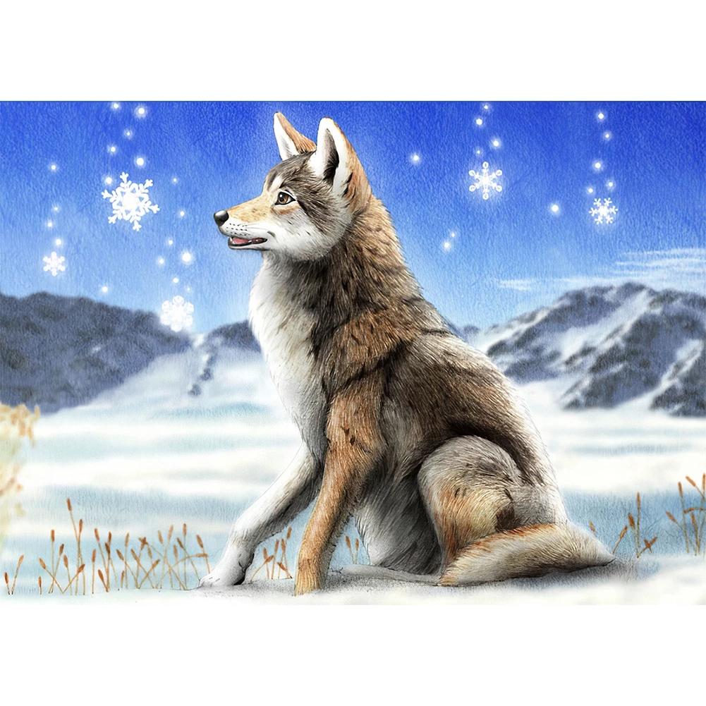 Cheap DIY 5D Mosaic Full Drill Diamond Snow Wolf Resin Painting Kit ...