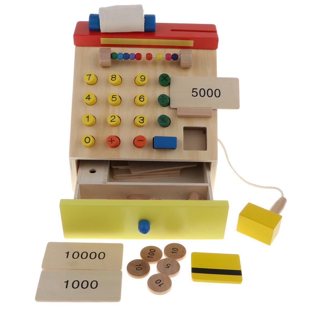 Buy Wooden Simulation Swiping Card Cash Register Kid Pretend Play Role ...