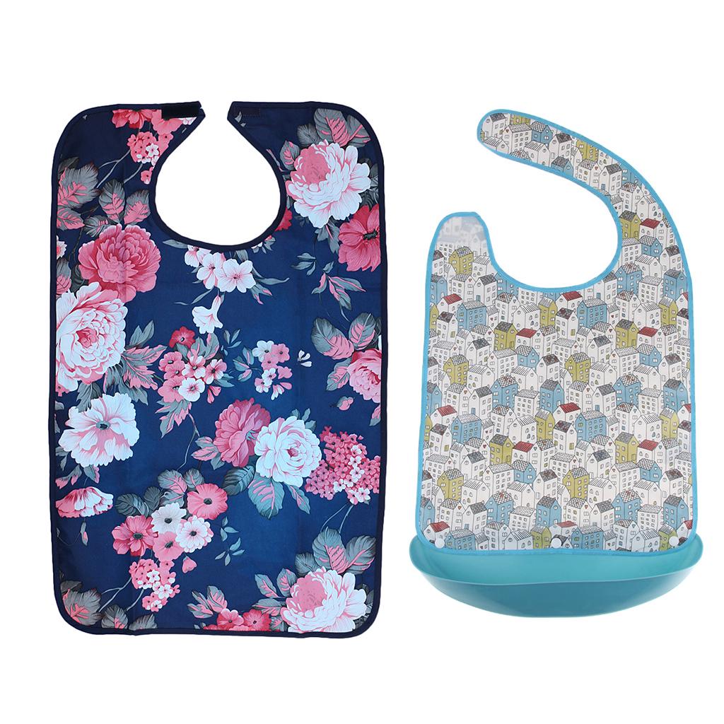 2 Pieces Waterproof Adult Mealtime Bib Cloth Protector Disability Aid ...