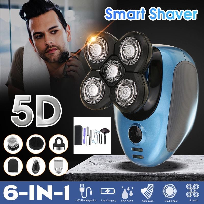 Buy 5 Head 5D Electric Men Bald Shaver Waterproof Razor Cordless Beard ...