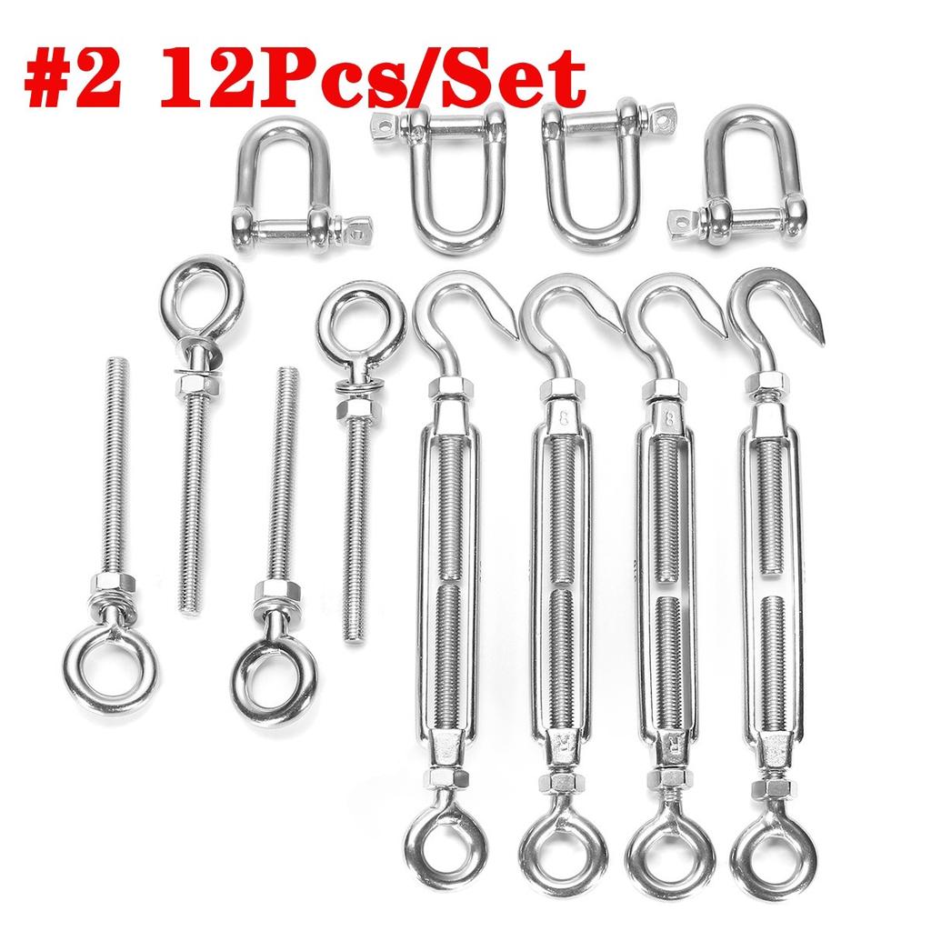 Buy 12Pcs/Set 6mm/8mm Shade Sail Kit Stainless Steel Marine 4-Point ...