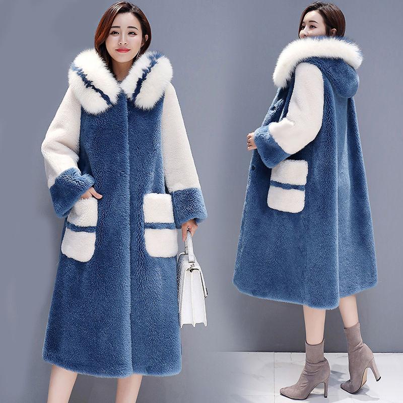 Buy Winter Imitation Sheep Shearling Coat Large Size Loose Hooded Mid ...