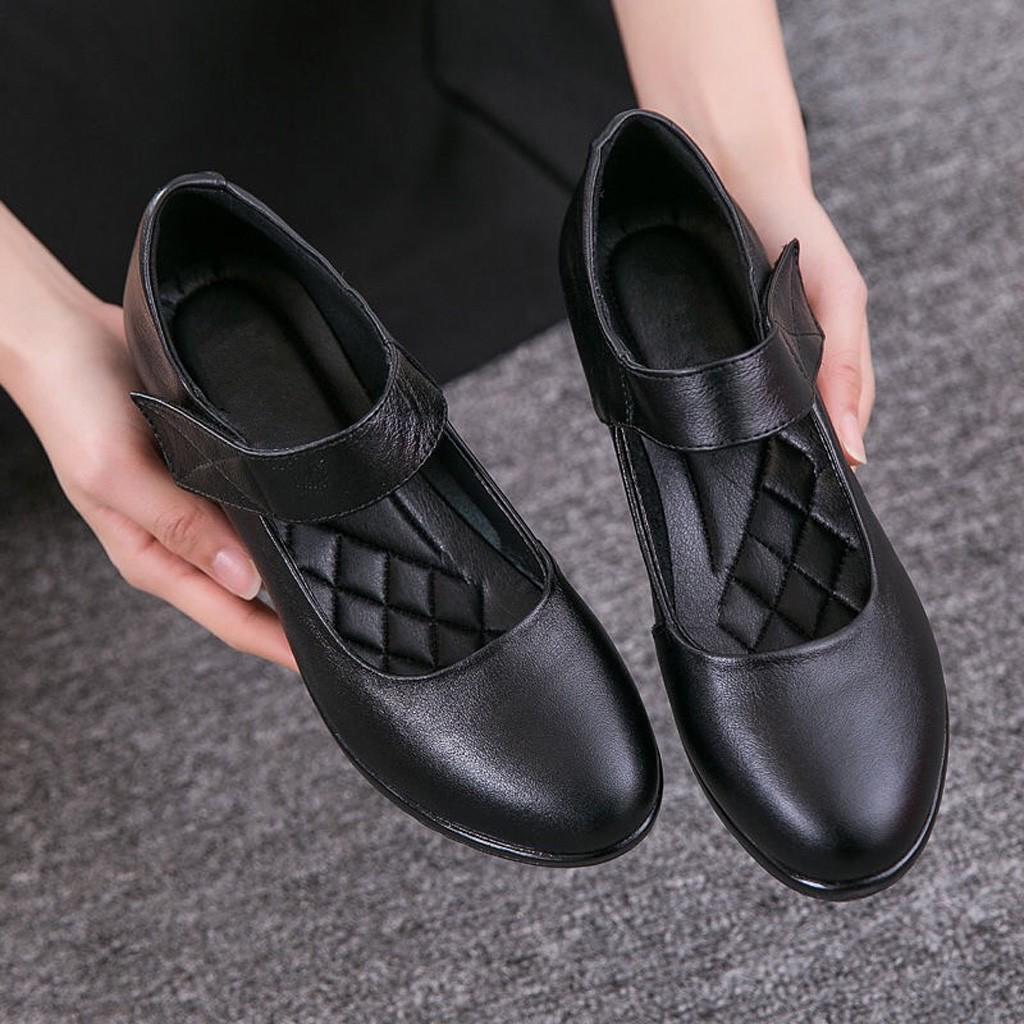Buy Women Comfortable Single Shoes Square Heel Pure Color Shoes Round ...