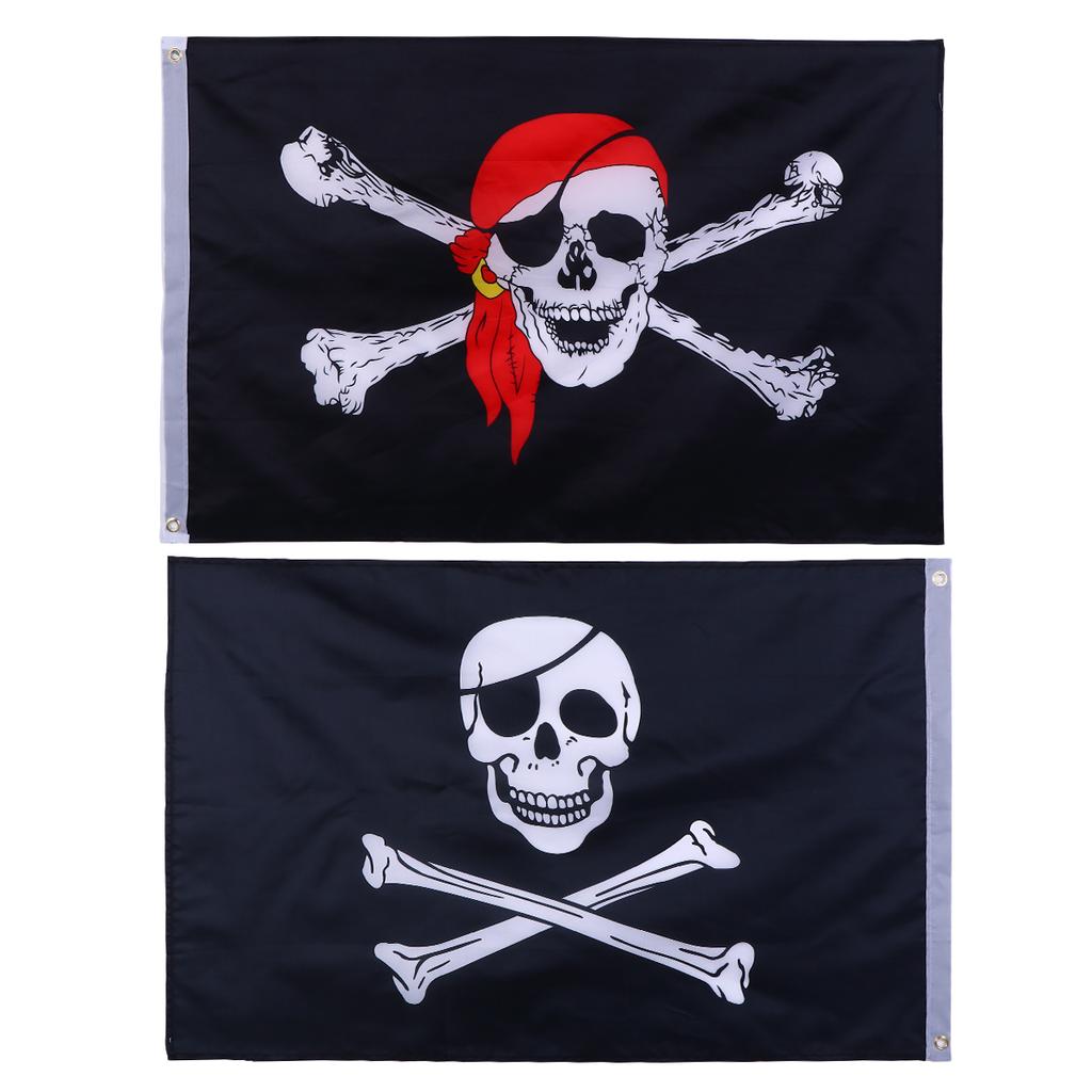 Buy 2PCS Bar Haunted House Pirate Flags Skull Flags Scary Horrific ...