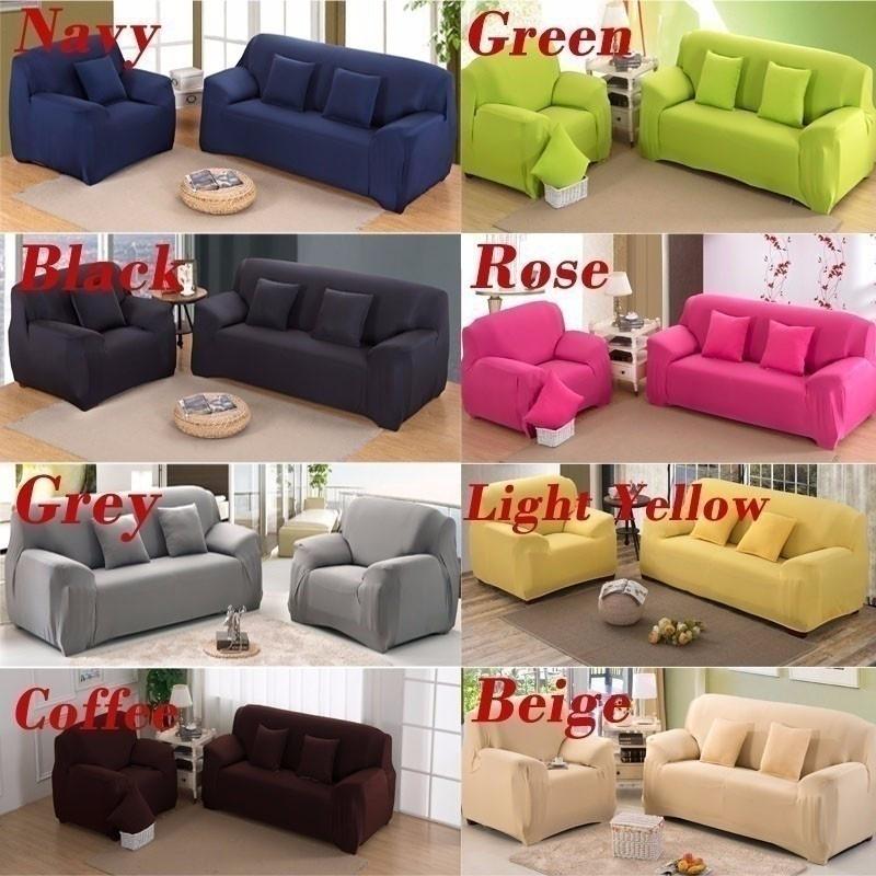 Buy 1/2/3/4 Seater Sofa Cover Pure Color Sofa Slipcover Elastic Cushion ...
