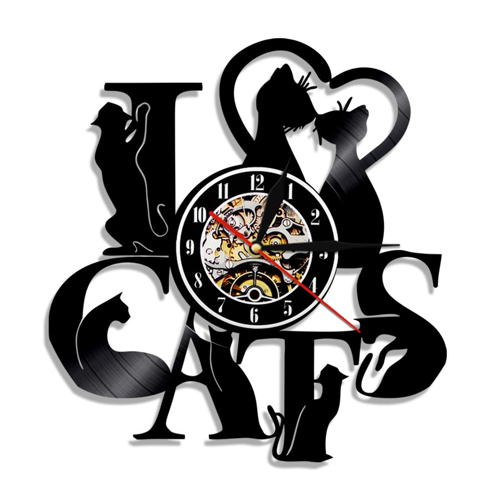 Buy 12'' Cats plastic+Metal Wall Clock Art Gift Room Modern Home Record ...