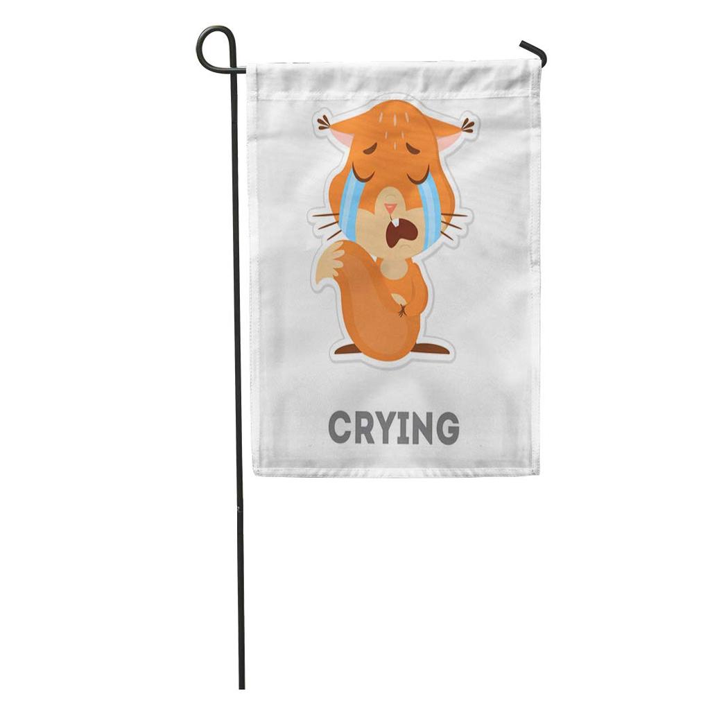 Orange Adorable Crying Squirrel on Sad Tears Baby Cartoon Garden Flag ...