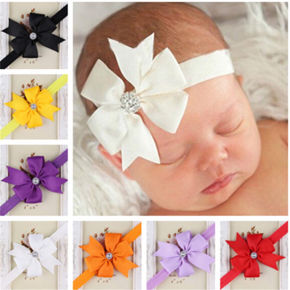 Multi-color new Baby hair bow flower Headband Silver ribbon Hair Band ...