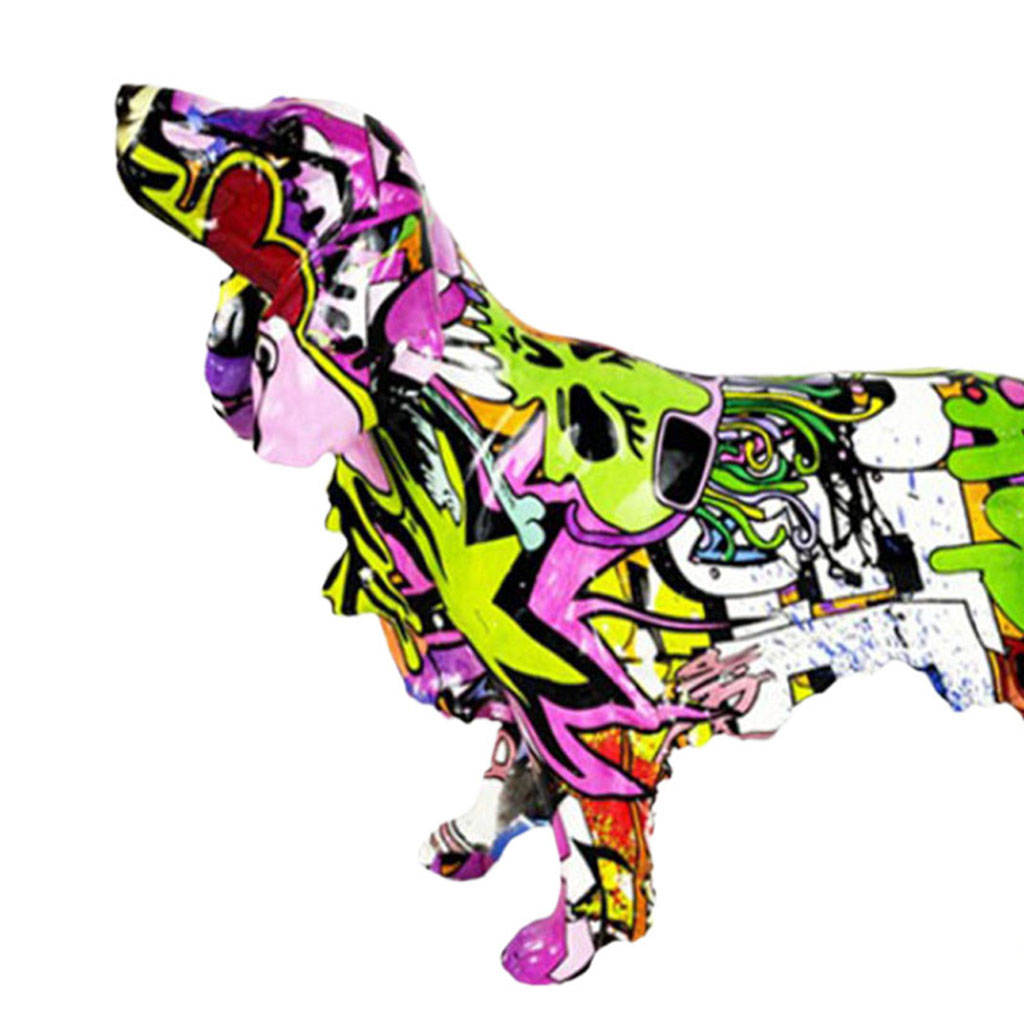 Buy Graffiti Art Multi Colour Golden Retriever Dog Statue Living Room ...