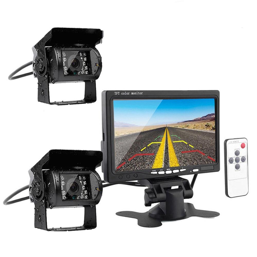 Buy Double Vehicle Back Up Reverse Camera 4-Pin Connector+7 Inch LCD ...