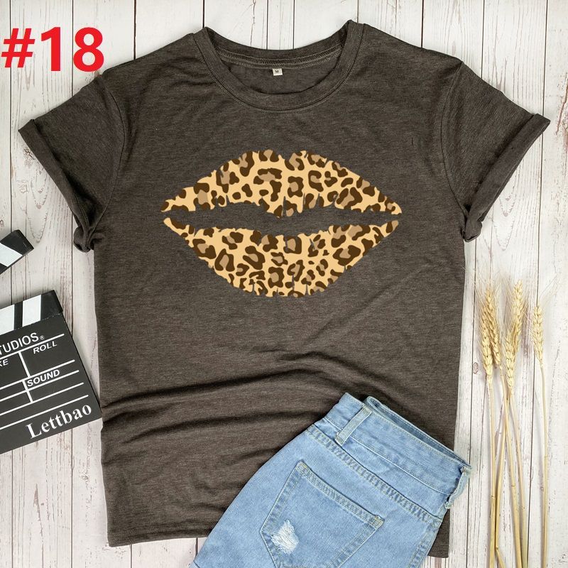 Buy Leopard Lips T -Shirt Men 'S Short -Sleeved Graphic T -Shirt Pure Cotton Harajuku Casual T ...