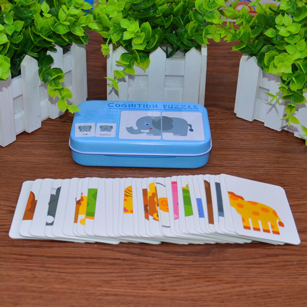 Buy Baby Kids Cognition Puzzle Toys Toddler Iron Box Cards Matching ...