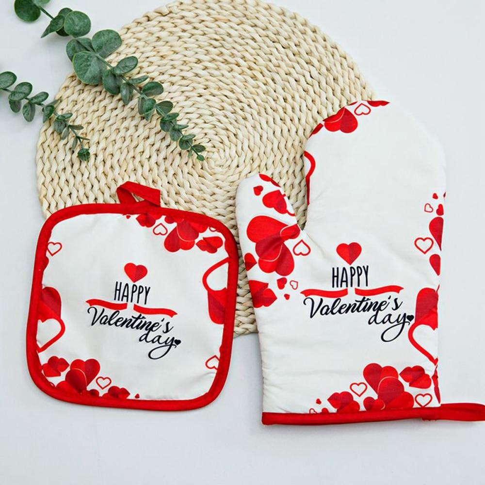 Cheap Valentine Day Polyester Oven Mitts Kitchen Non-slip Cooking ...