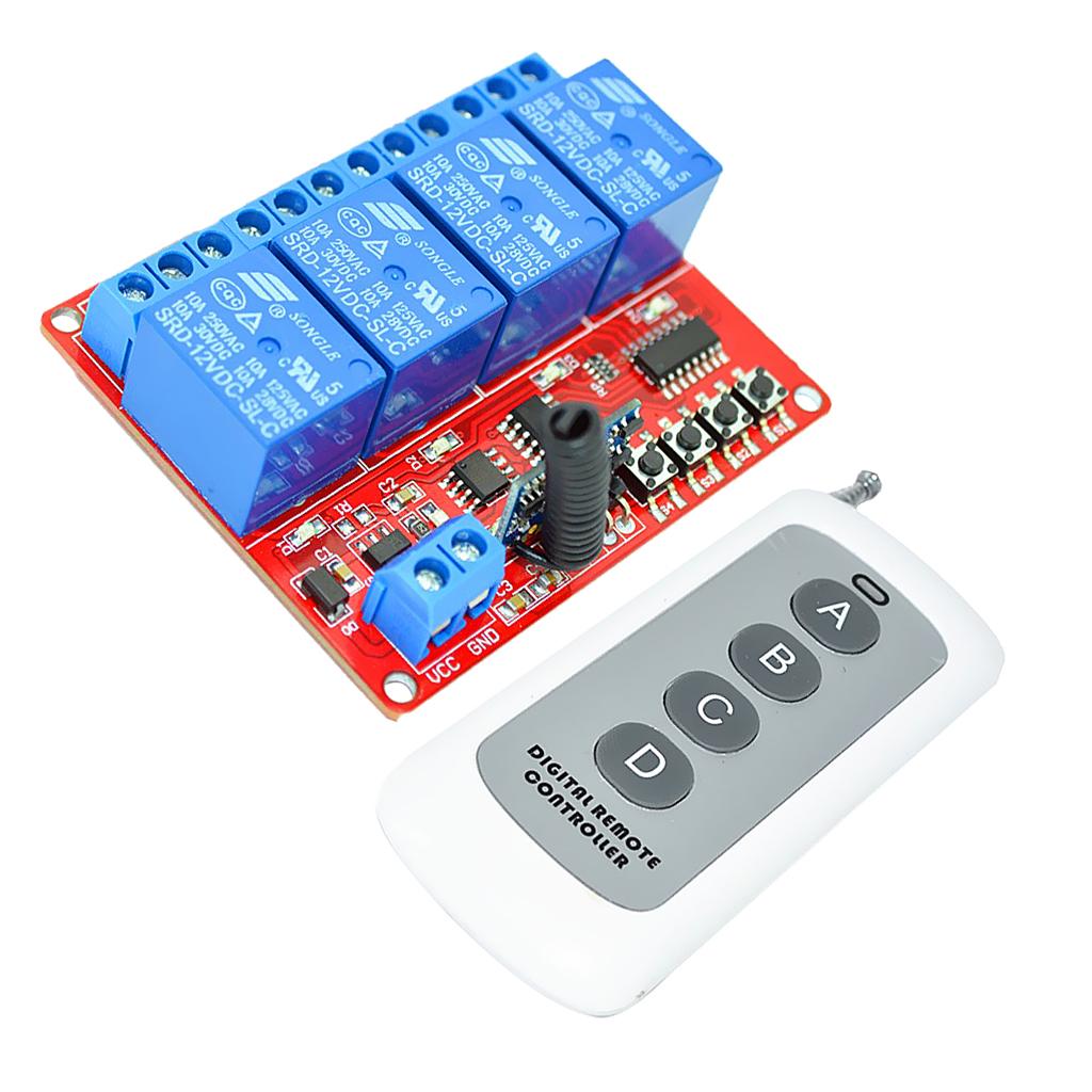 Buy 12V 4CH Relay Wireless Remote Control Lamp LED Switch Transceiver ...