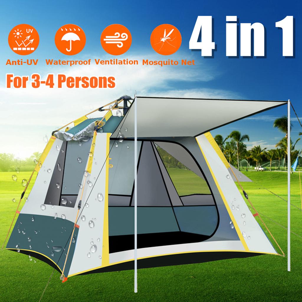 Buy 3-4 Person Automatic Tents Waterproof Camping Hiking Tent Outdoor ...