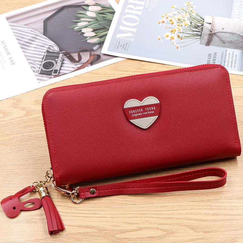 Buy Women Cute Long Wallets Pu Leather Tassel Zipper Purse Phone ...