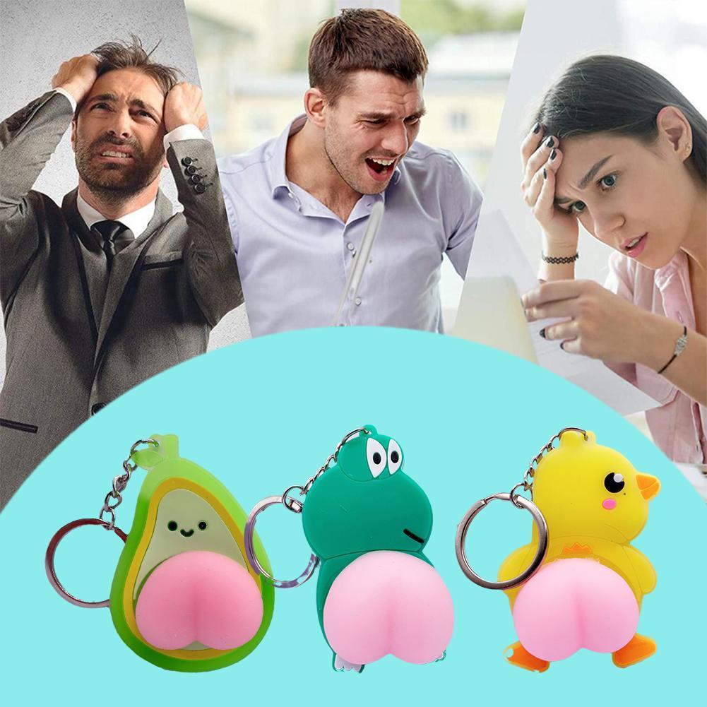 Buy Squeeze Butt Key Ring Fidget Butt Doll Cartoon Mini Keychain ...