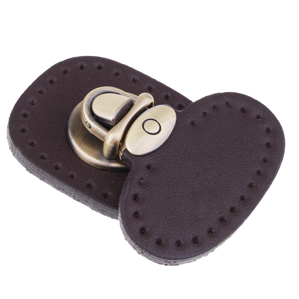 Genuine Leather Bag Lock Fasteners Snap Buckle Clasp Replacement Black ...