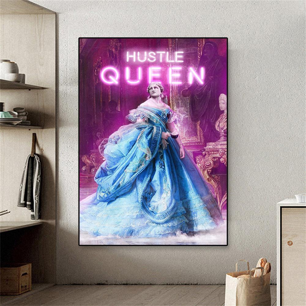 Satın alın Hustle Queen Neon Quote Poster Vintage Portrait Altered ...